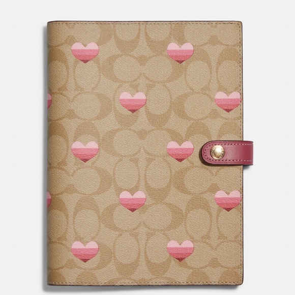 Coach | Office | Coach Striped Heart Leather Notebook | Poshmark